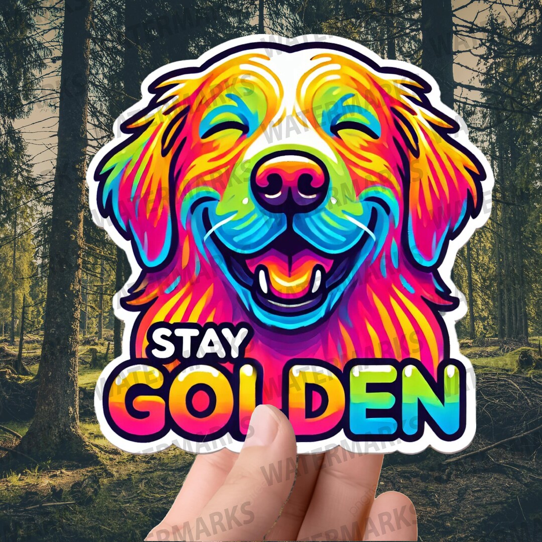 Colorful Golden Retriever "stay Golden" Sticker – Vibrant Dog Lover ...