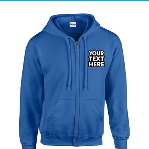 Customizeable Zip up Hoodie , Custom Full Zip Hoodie , Custom Zippered ...