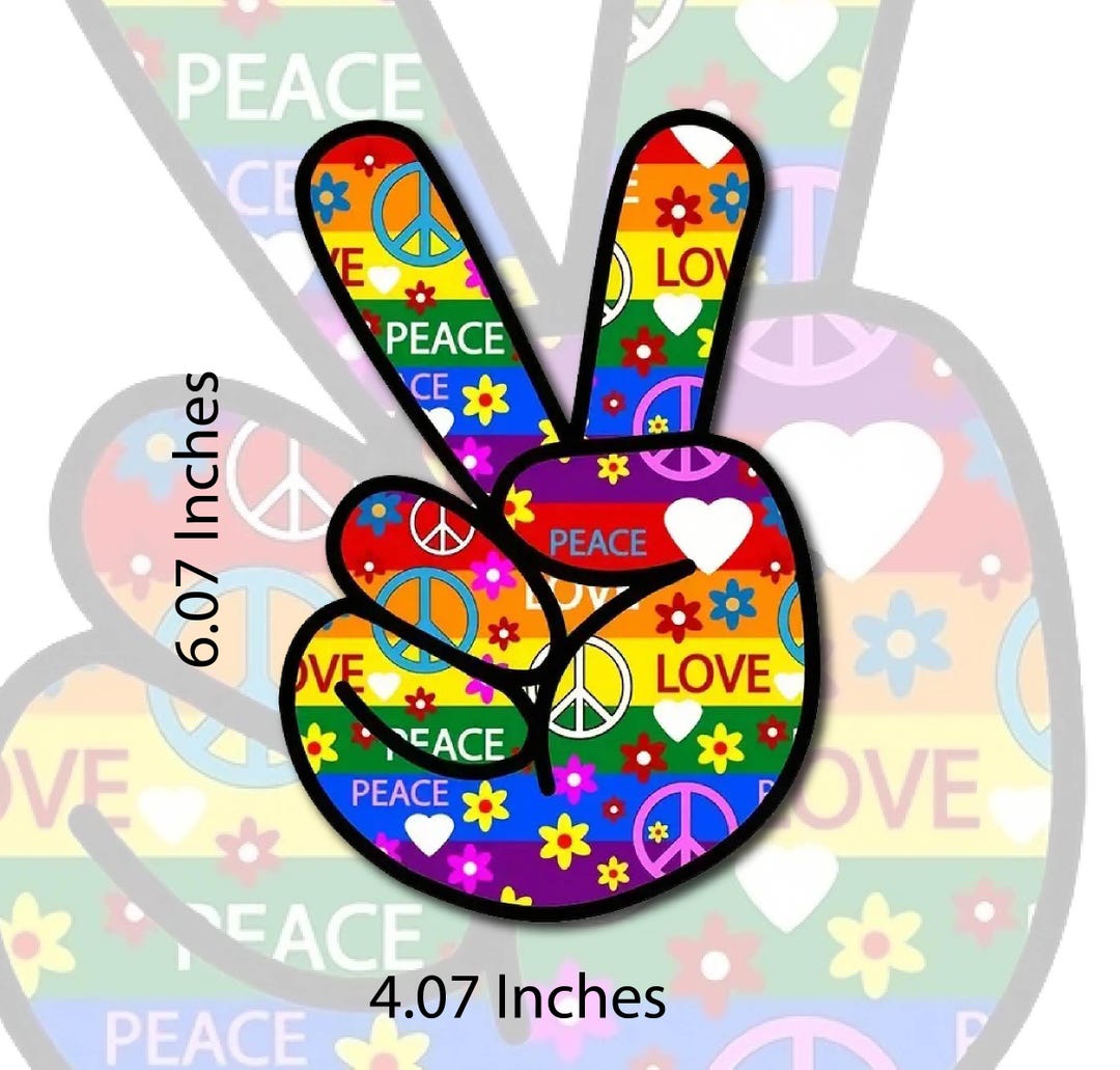 Peace and Love Sticker - 6" X 4" Waterproof Vinyl, Colorful Hippie ...