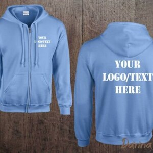 Customizeable Zip up Hoodie , Custom Full Zip Hoodie , Custom Zippered ...