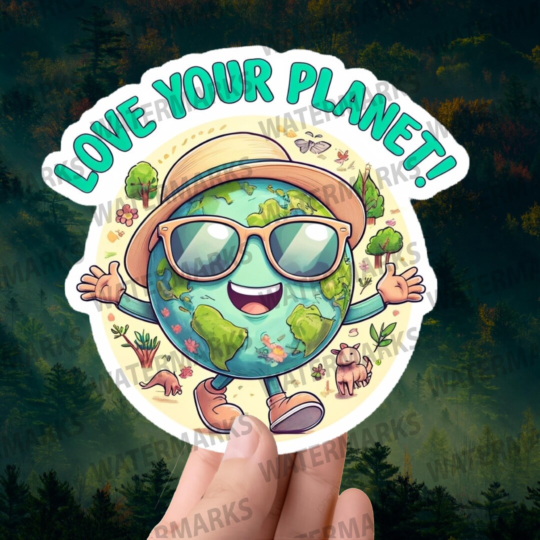 Love Your Planet Eco-friendly Sticker – Cute Earth Vinyl Decal - Etsy