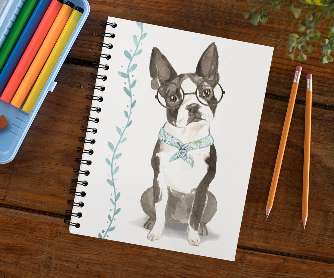 Boston Terrier Notebook – Cute Dog Illustration, 118-page Journal - Etsy