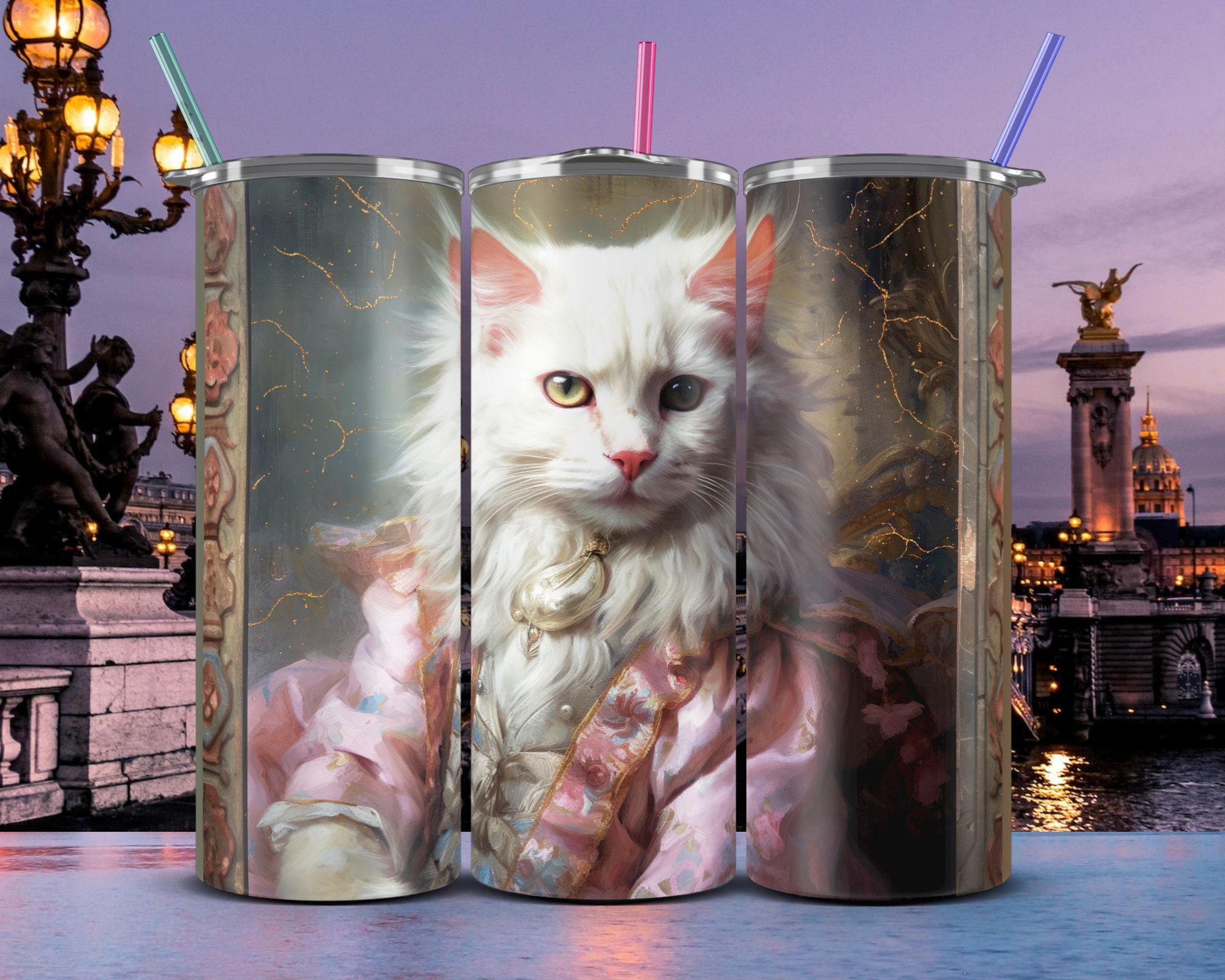 Chantilly Cat – Tumbler Template– Skinny Tumbler Seamless Sublimation ...