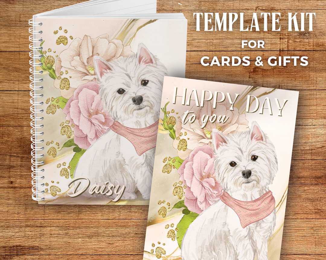 Printable Dog Template Kit – Westie With Bandana, Birthday Card ...
