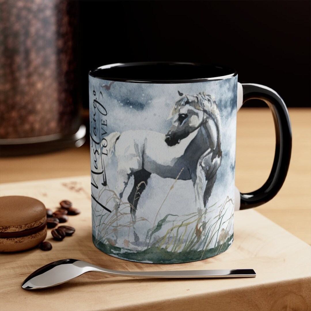 White Horse #1 – Mug | Watercolor Horse Art Mug | Dramatic Wild Horse ...
