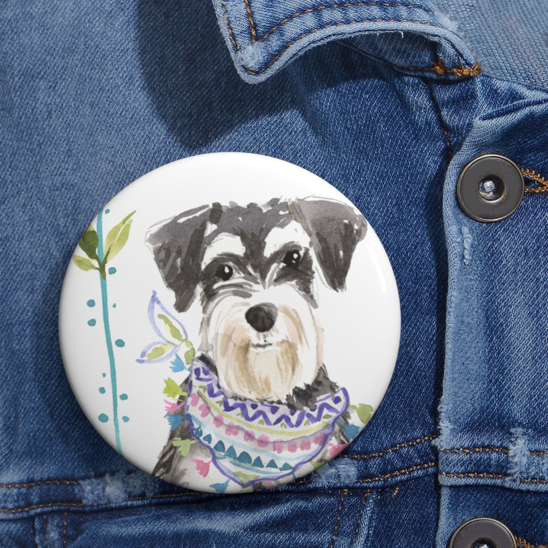 Mini Schnauzer – Pin Button | Pinback Button | 3 Sizes | Dog Badge ...