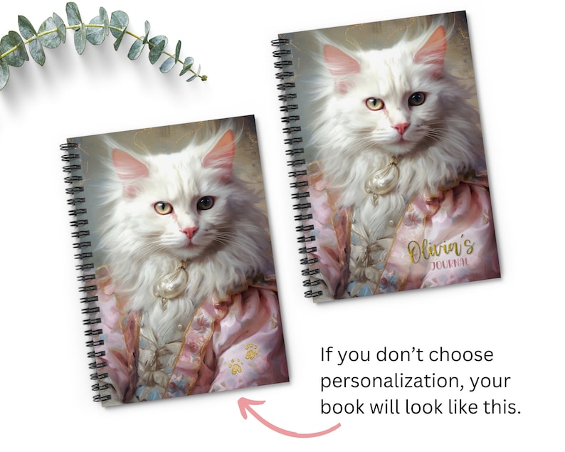 Chantilly Cat Cat Notebook Journal, Custom Spiral Notebook, Optional ...