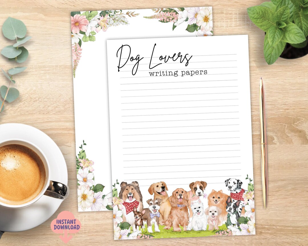 Dog & Floral Stationery – Printable Writing Paper, A4 (digital Download ...