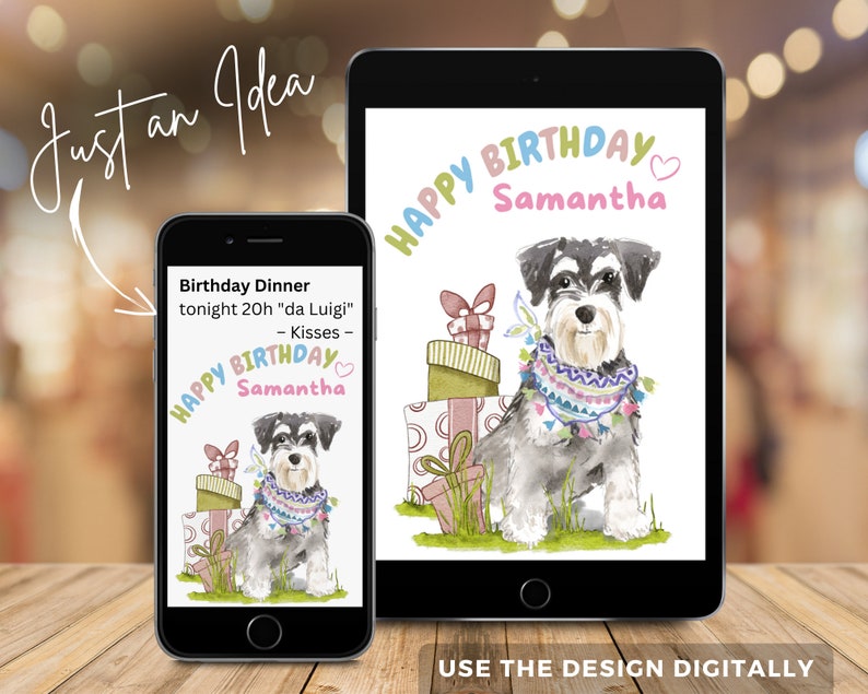 Mini Schnauzer Birthday Card – Printable Dog Greeting Card (canva ...
