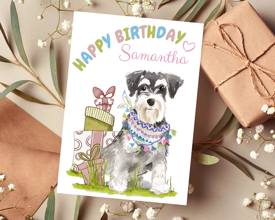 Mini Schnauzer Birthday Card – Printable Dog Greeting Card (canva ...