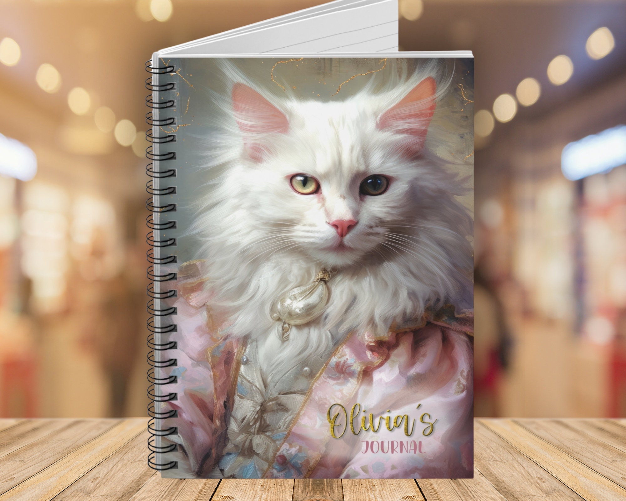 Chantilly Cat Cat Notebook Journal, Custom Spiral Notebook, Optional ...