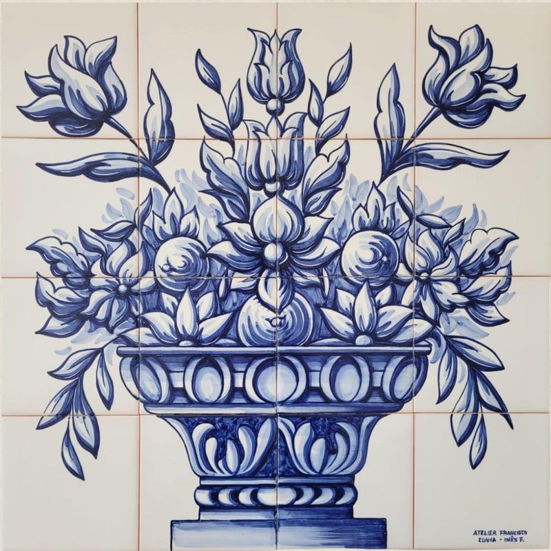Portuguese Blue Tile Vase - Etsy