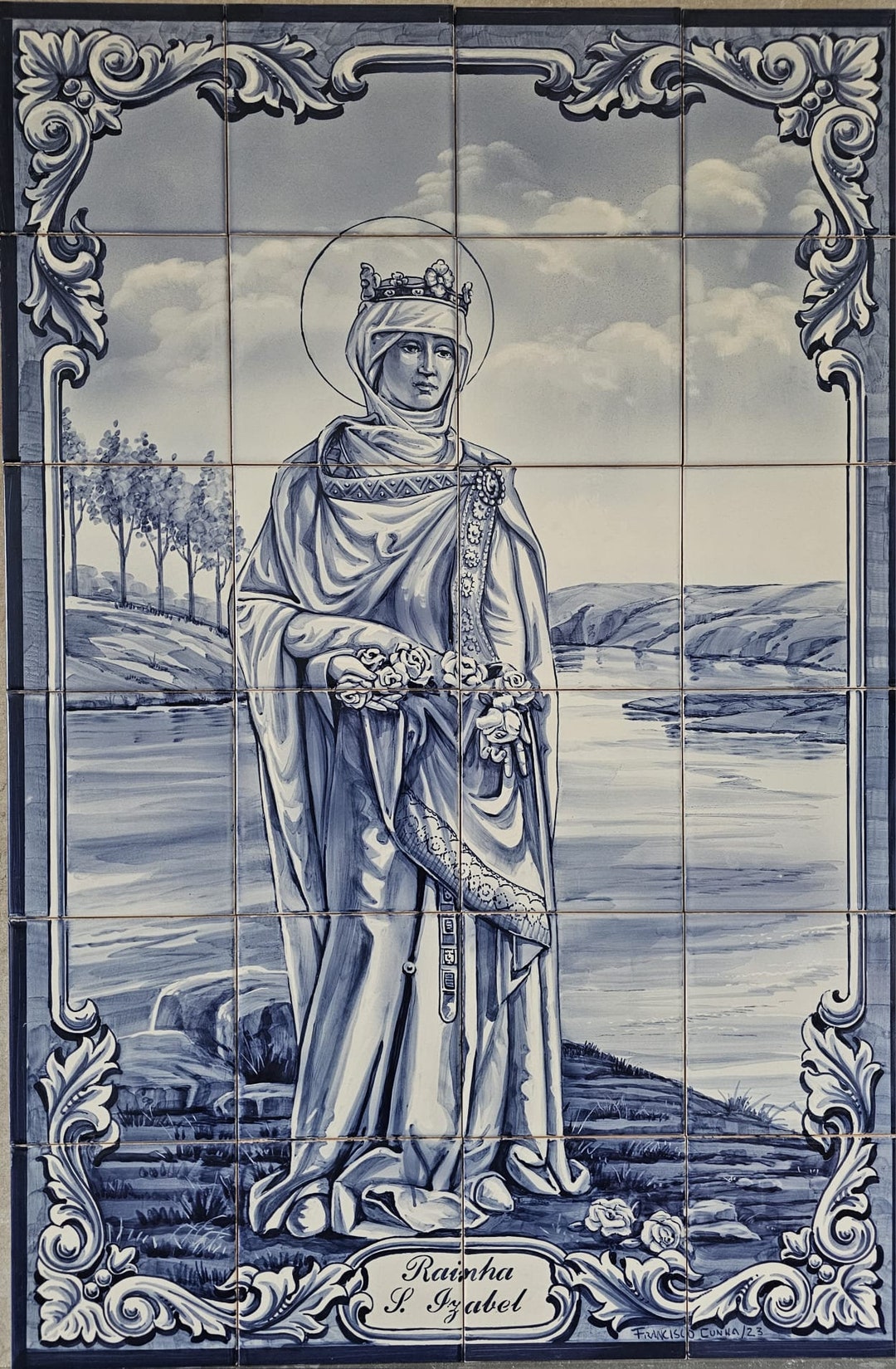 Rainha Santa Isabel Traditional Portuguese Blue Tile Mural / Portuguese ...