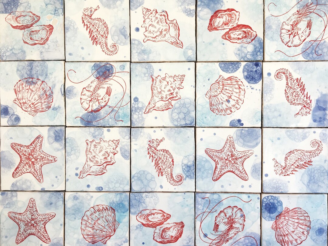 Sea Creatures Portuguese Rustic Bathroom and Kitchen Tiles / Portuguese ...