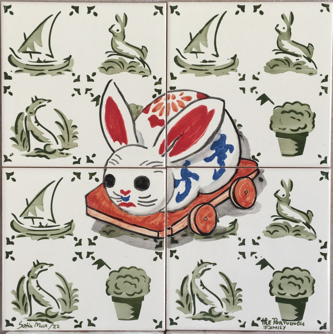 Tiles Art / Tiles Mural / 6x6 Tile / Japanese Bunny Portuguese Tiles - Etsy