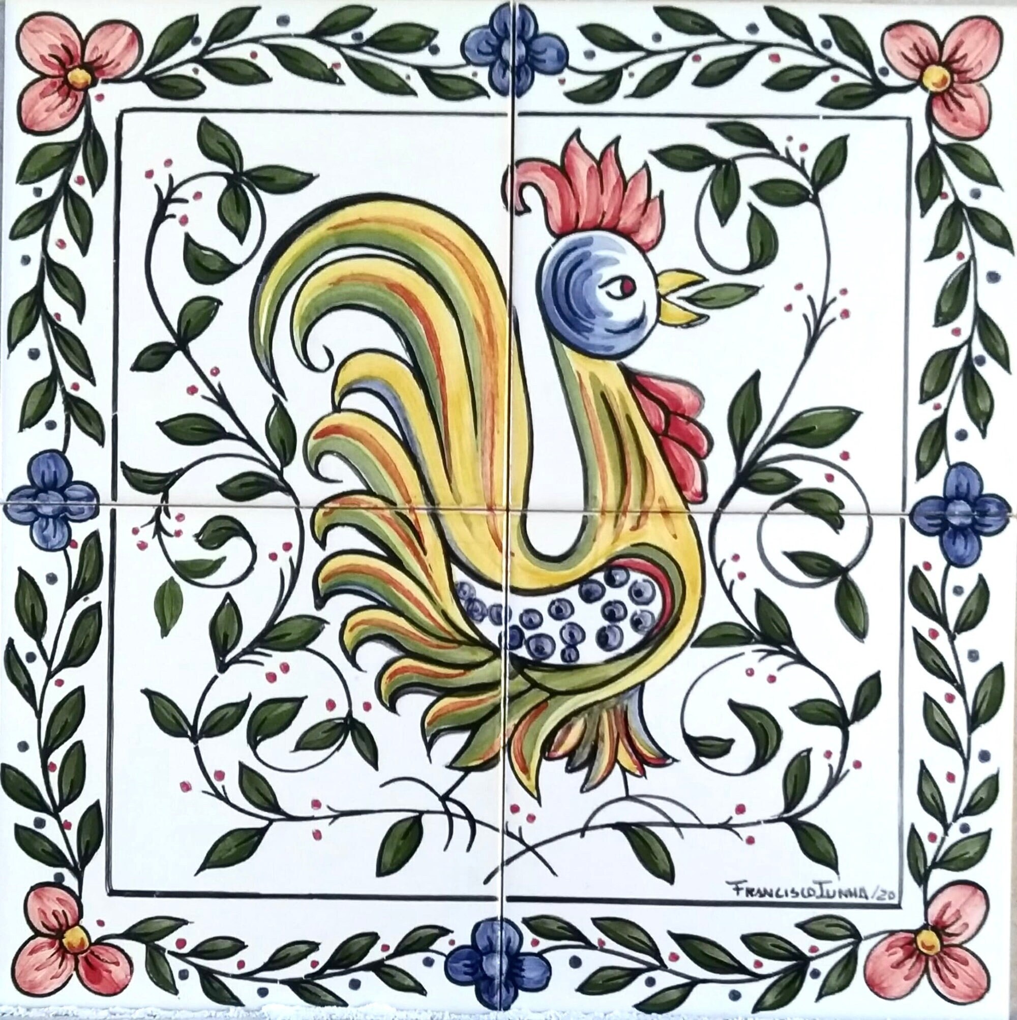 Portuguese Rooster Traditional Kitchen Backsplash Tile Mural ...