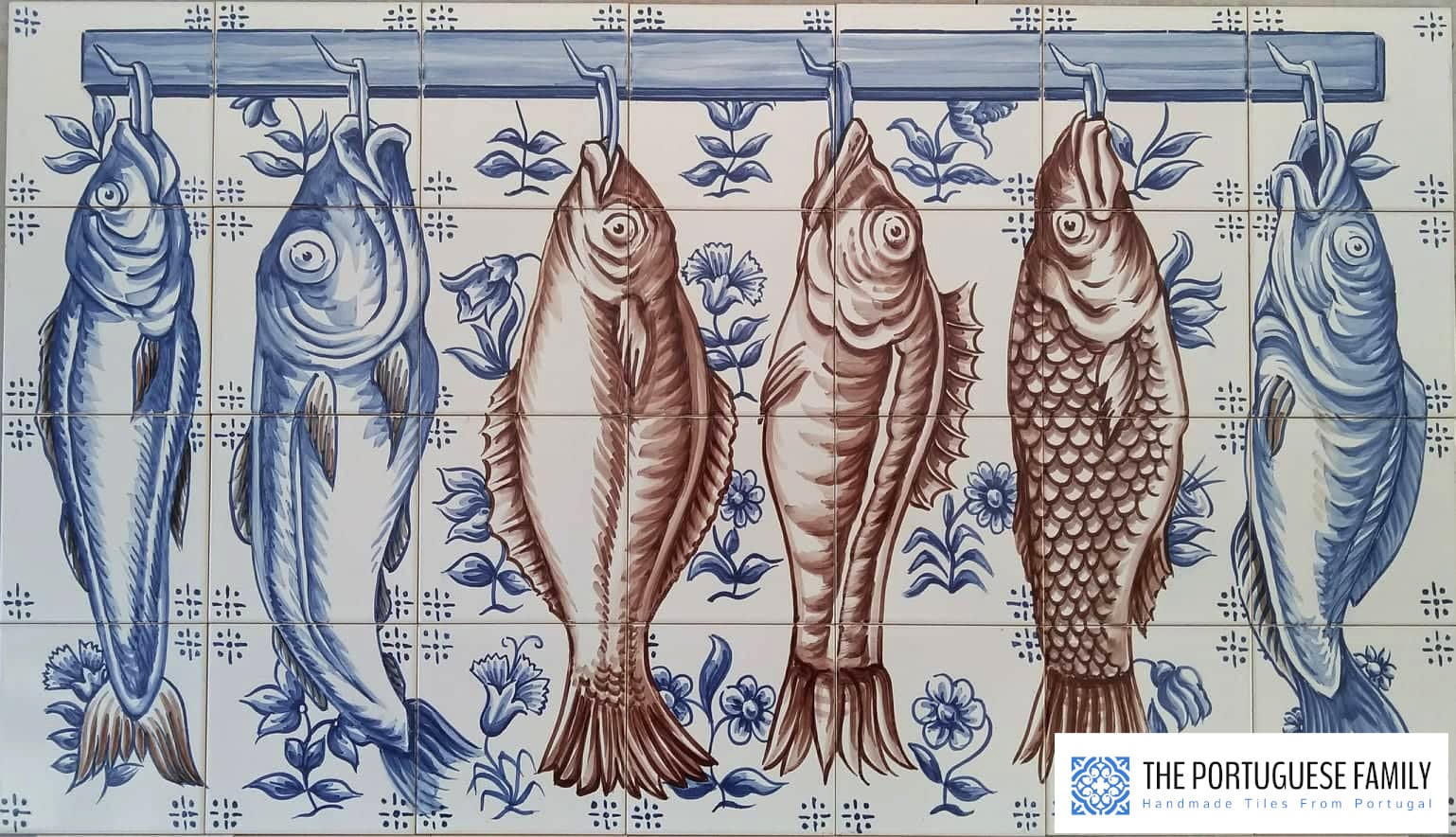 Fishes Traditional Blue and Brown Portuguese Kitchen Backsplash Tile ...
