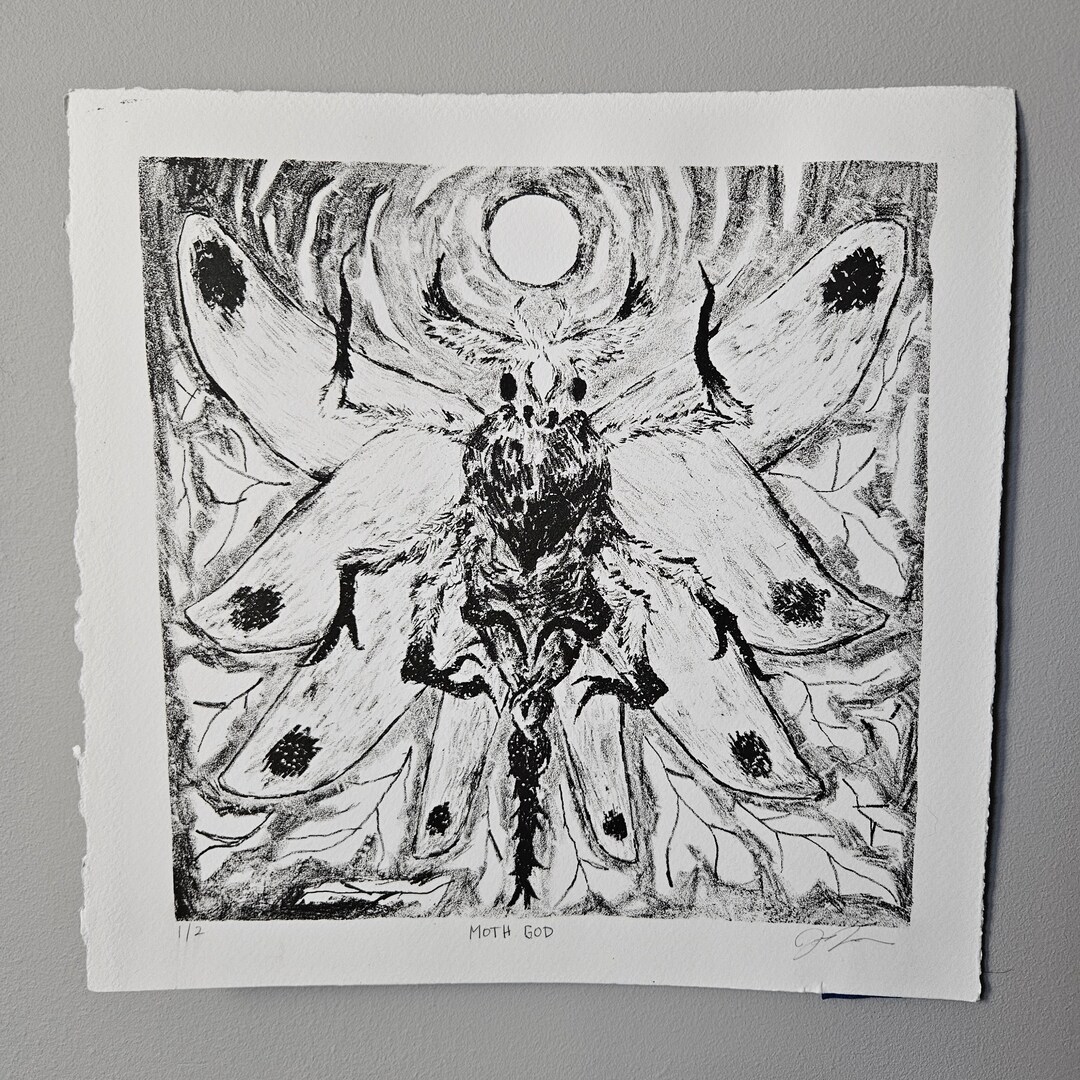 MOTH GOD Lithograph 11x11" Black/white Art Print - Etsy