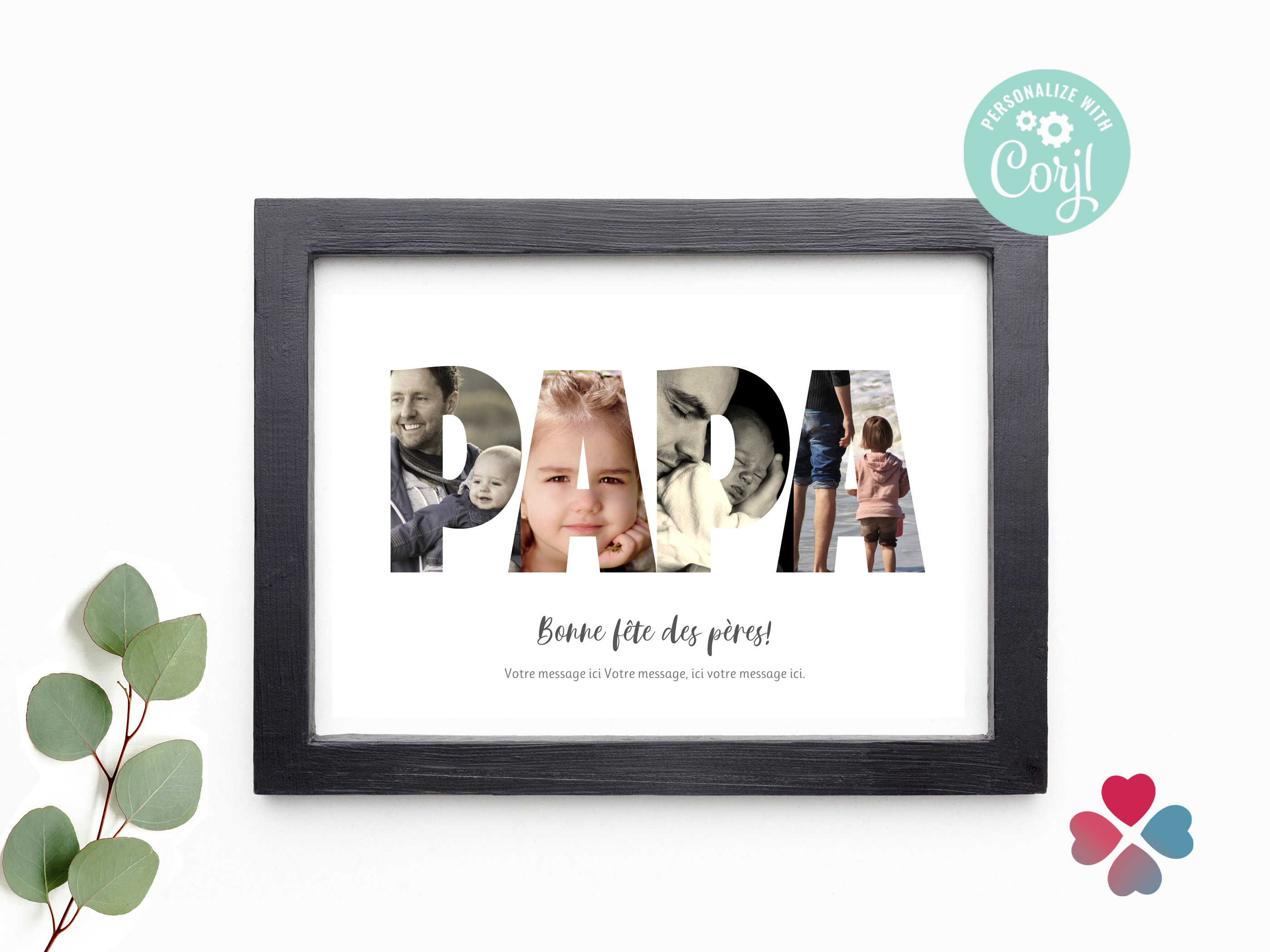 PAPA Bonne Fête Des Pères. Editable Photo Collage for Father's Day in ...