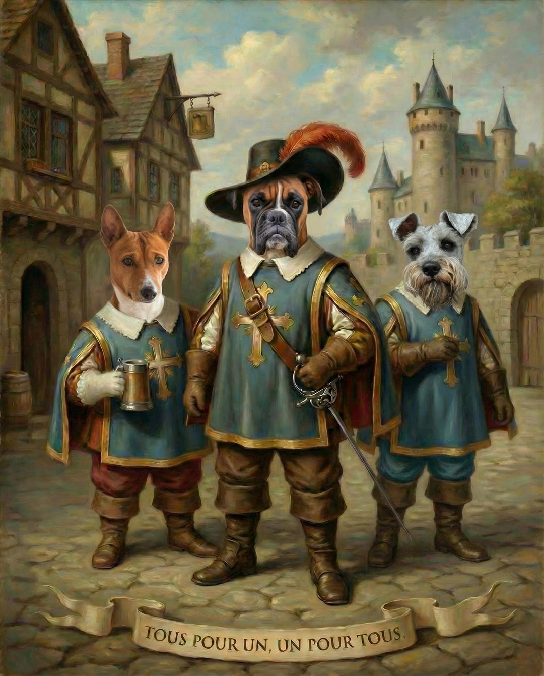 The Three Musketeers Dogs Custom Renaissance Portrait • Royal Pet Art ...