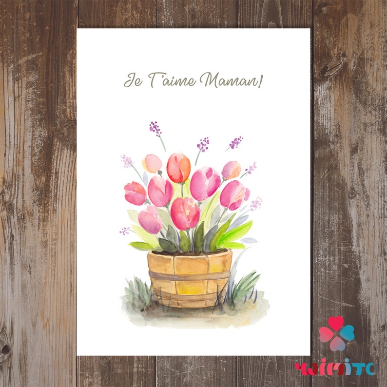 Bonne Fête Maman Carte, Je T'aime, French Card for Mothers Day, Send ...