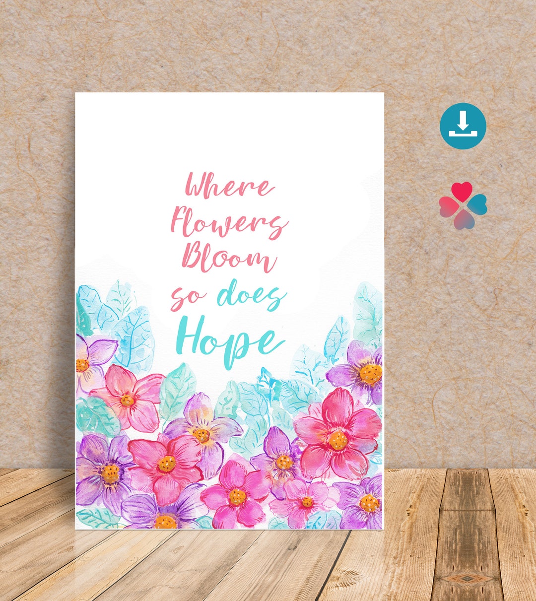 Printable Watercolor Flowers Wall Art Poster Botanical Art - Etsy