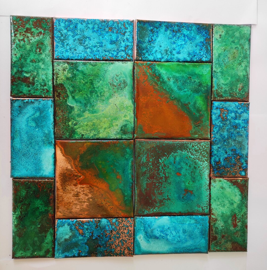 TILES Copper Patina Verdigris Splashback Backsplash Handmade - Etsy