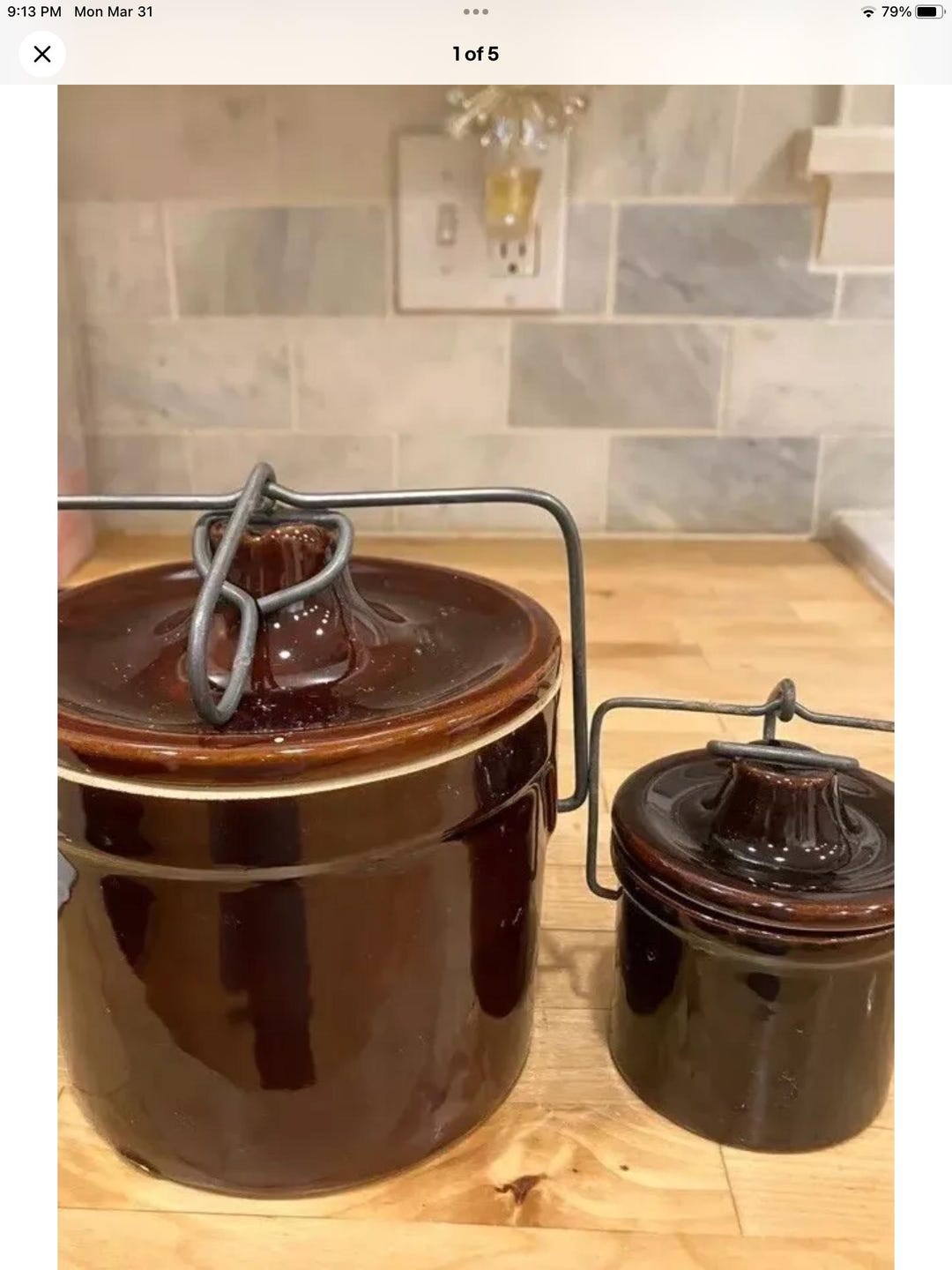 Glazed Stoneware Brown Wire Lids Cannisters /pots - Etsy
