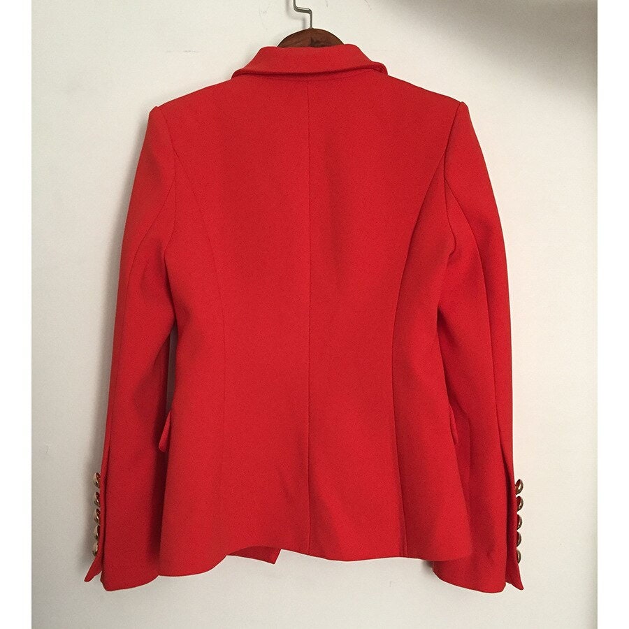 Women's Red Textured Luxury Fitted Double Breasted Blazer - Etsy