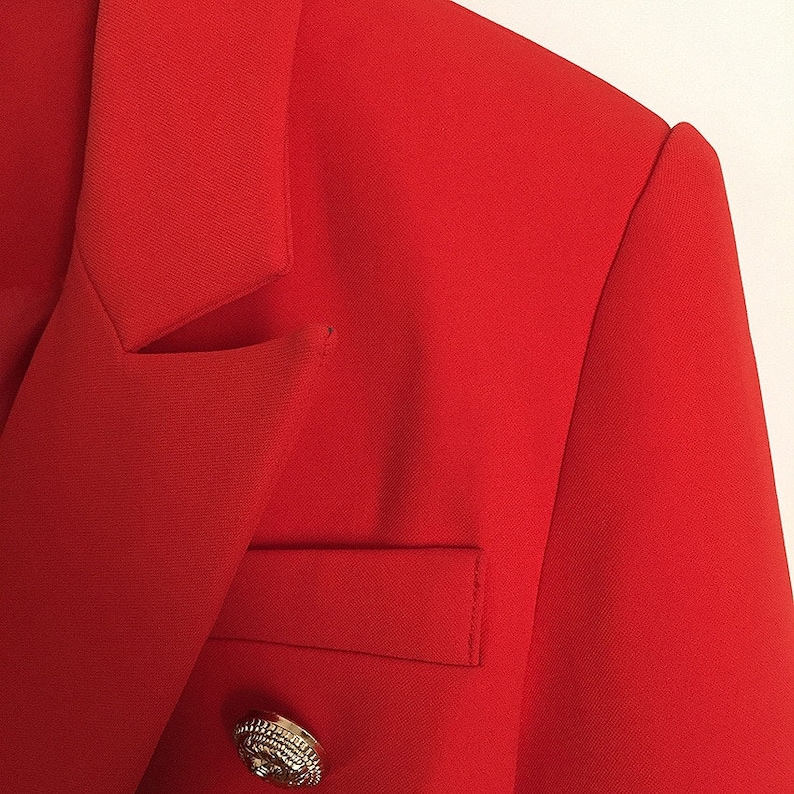 Women's Red Textured Luxury Fitted Double Breasted Blazer - Etsy