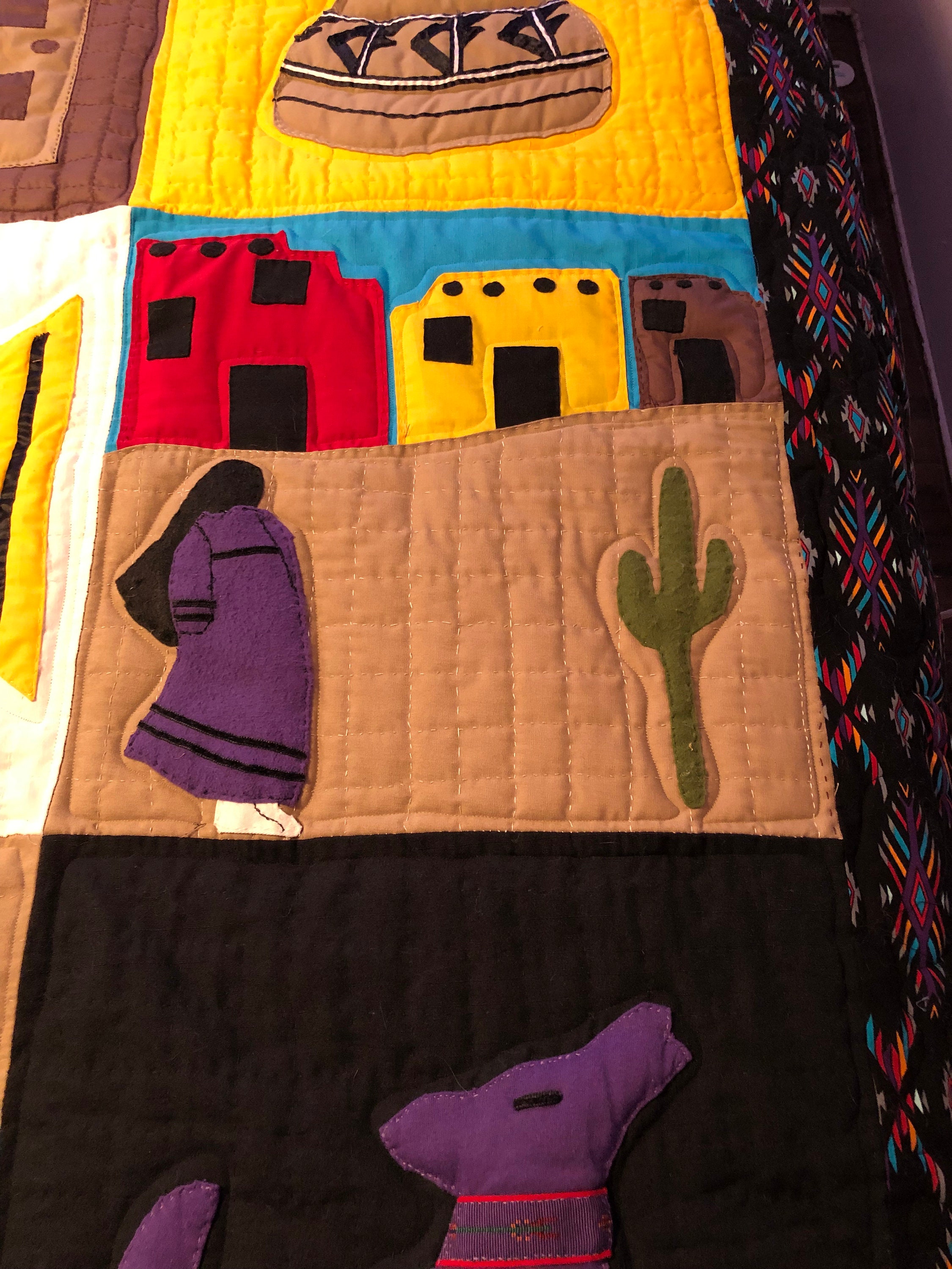 Hand Quilted Native American Themed Quilt 92x84(queen Size) Just ...