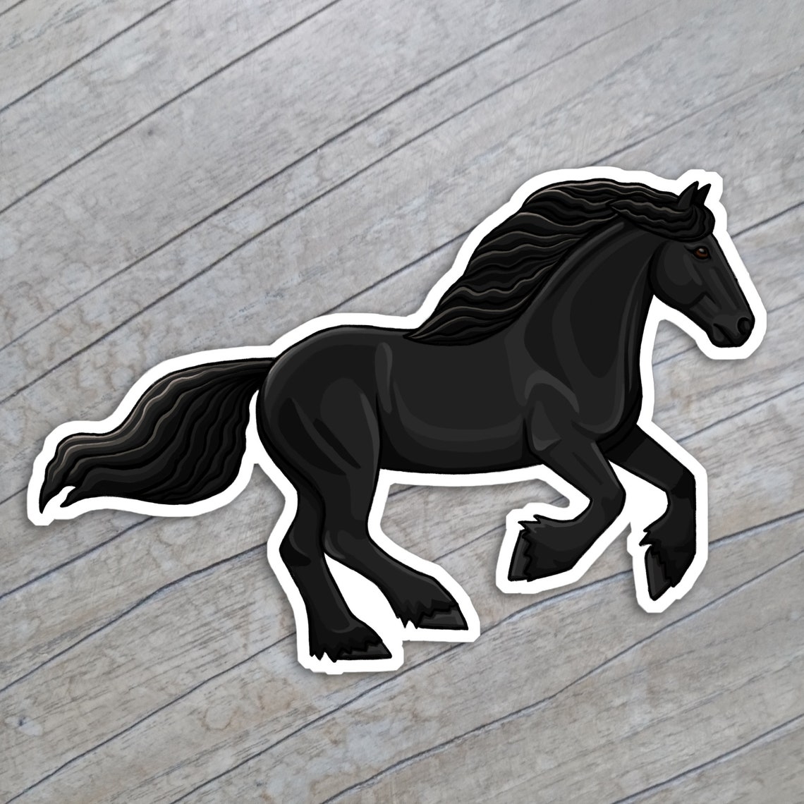 Friesian Horse Sticker: Galloping Black Pony Magnet - Etsy