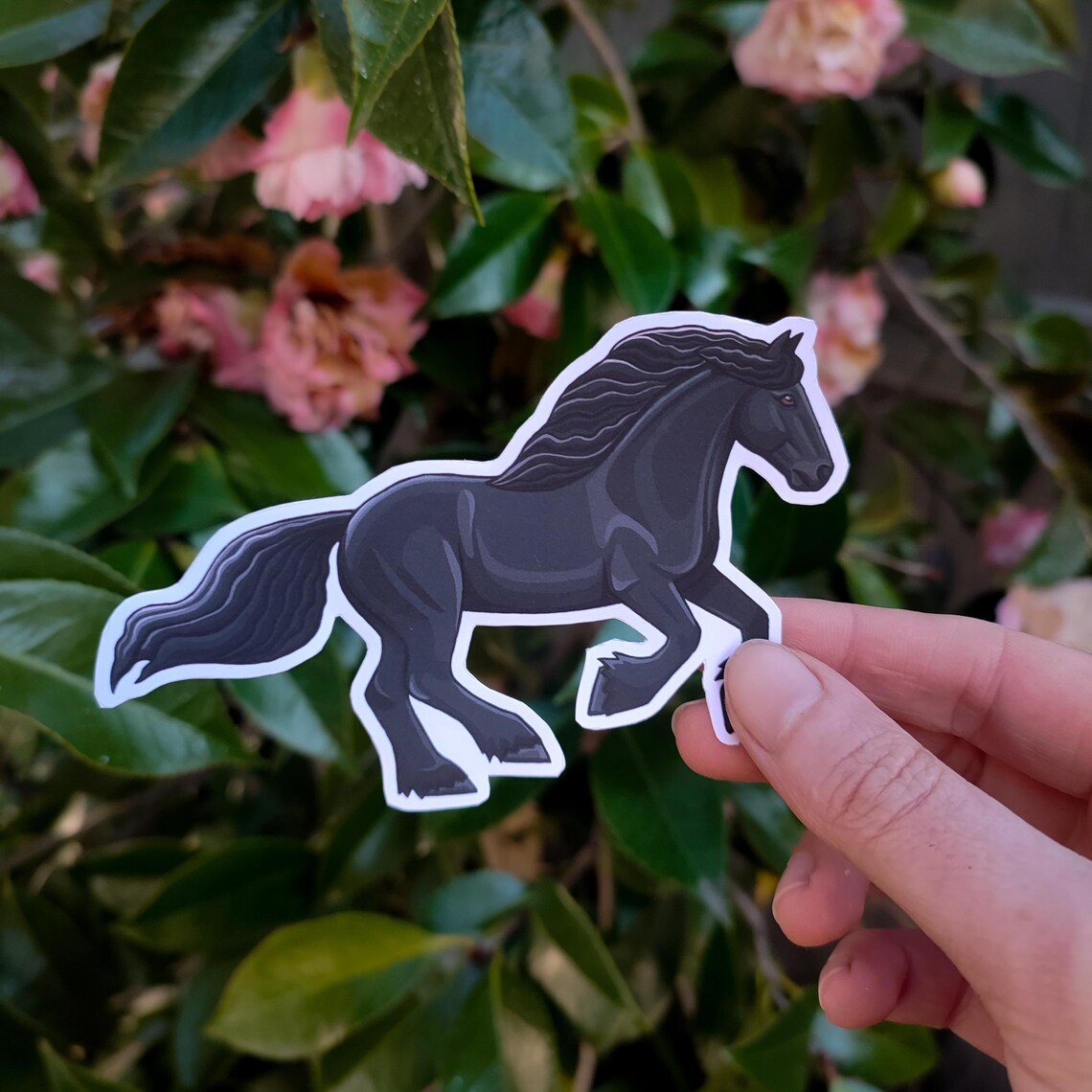 Friesian Horse Sticker: Galloping Black Pony Magnet - Etsy