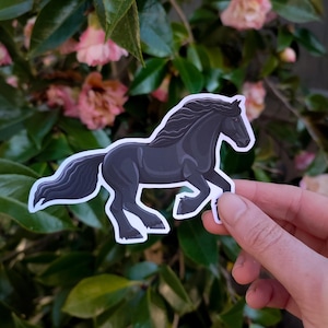 Friesian Horse Sticker / Black Horse Galloping Magnet / Cute Pony Art ...
