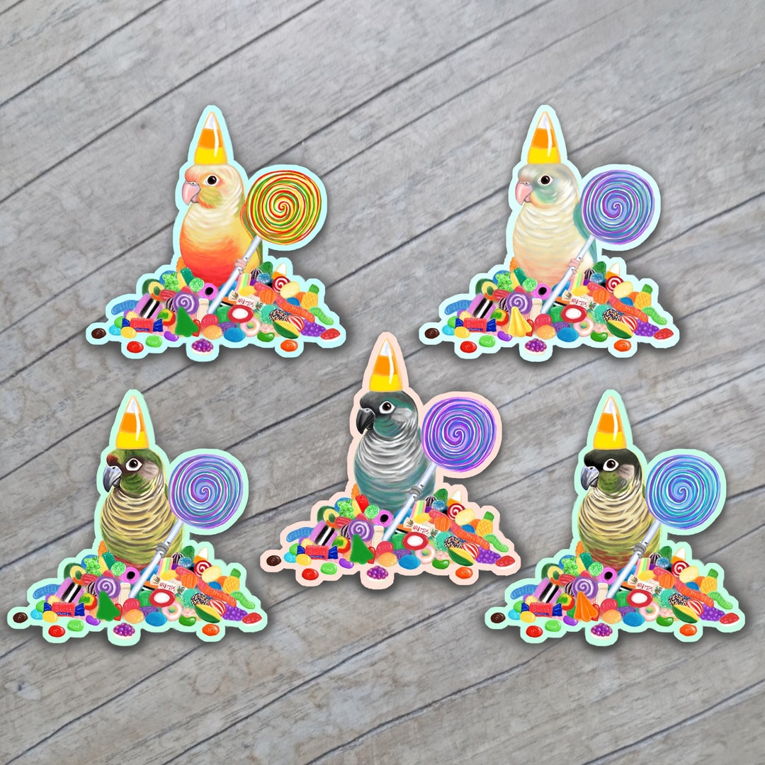 Cute Conure Stickers / Candy Conures / GCC Green Cheek Conure / Maroon ...