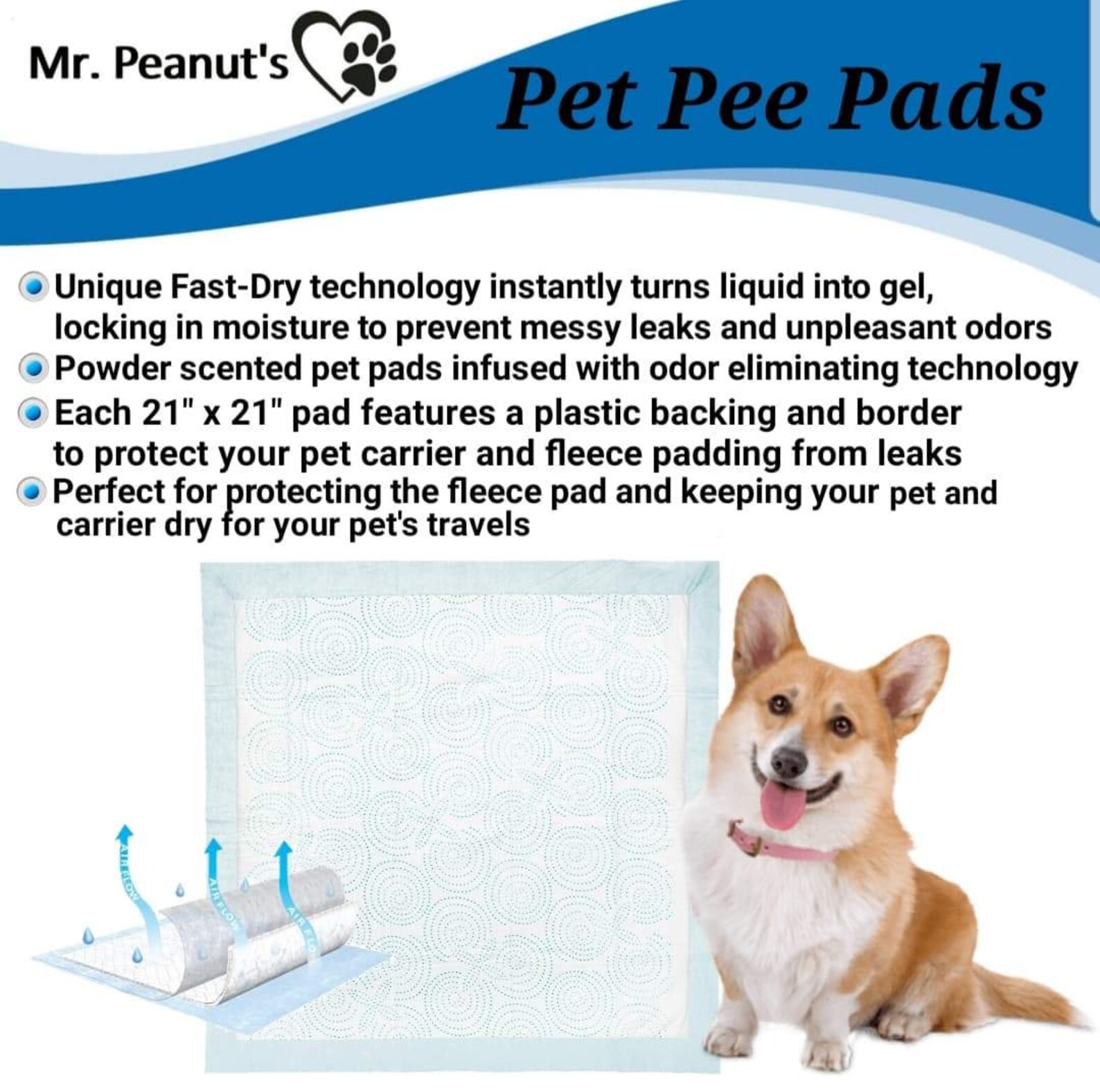 Mr. Peanut's Premium Absorbent Gel Pee Pads 23"x23", 6 Layers of ...