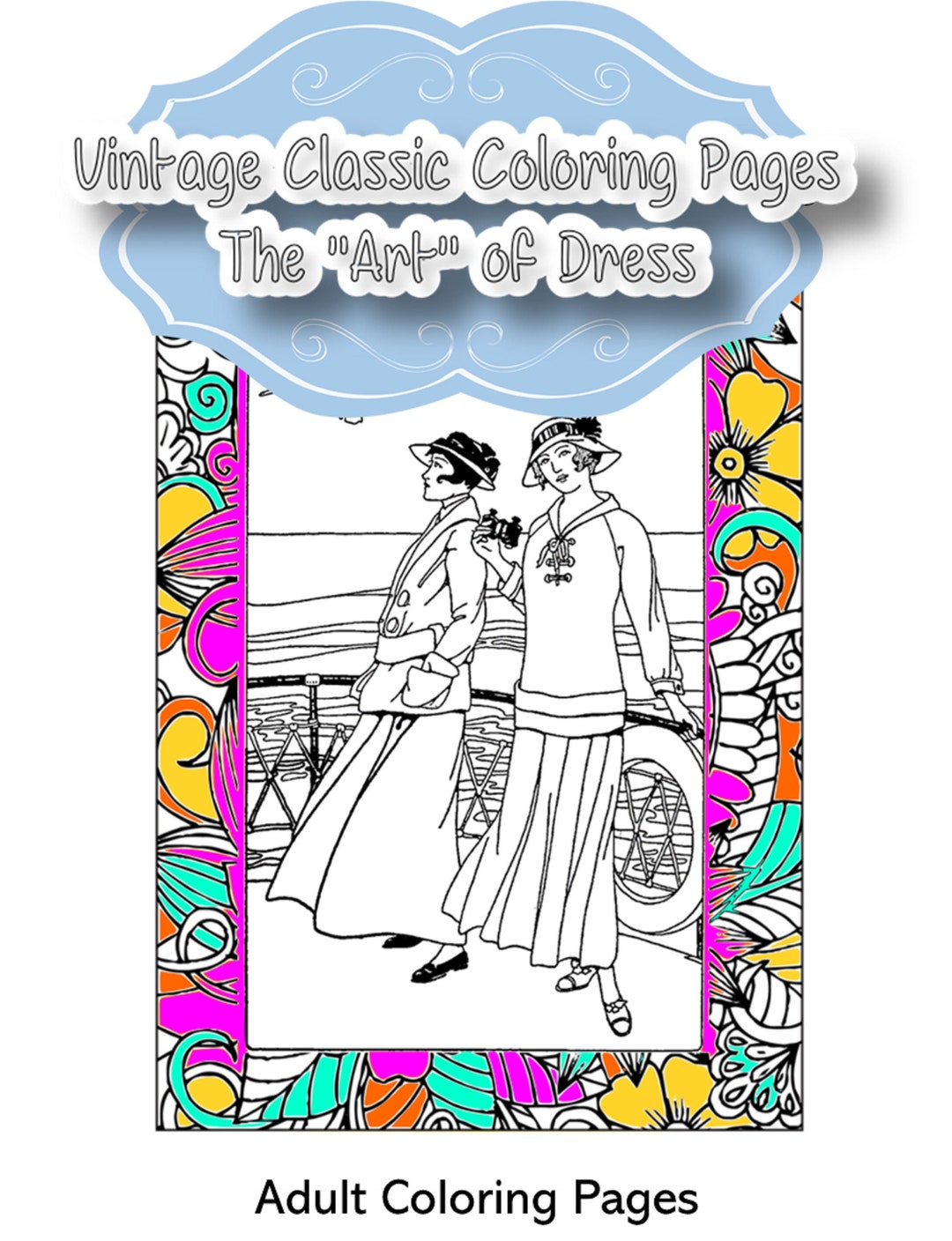 Flapper Fashion Coloring Pages for Adults: 1920s Art of Dress (PDF) - Etsy