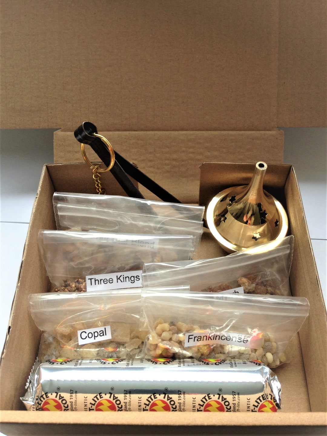 The Ultimate Incense Resin Set Frankincense Myrrh Benzoin Brass Burner ...