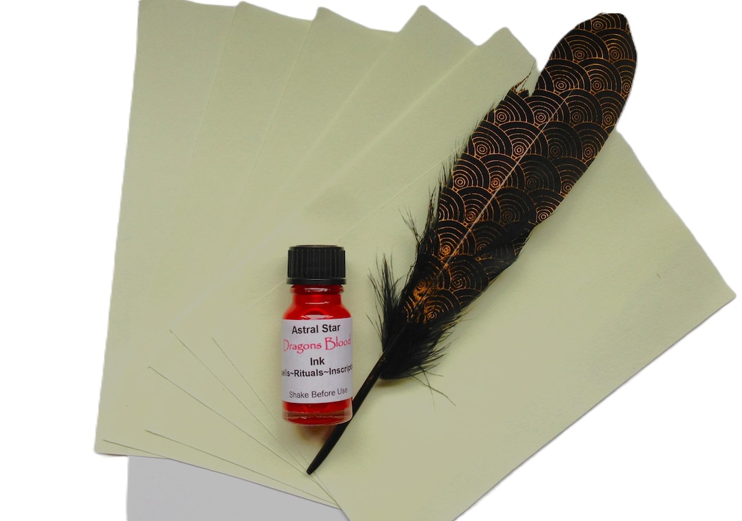 Ritual Spells Writing Set - Handmade Parchment Paper Quill and Ink - Etsy