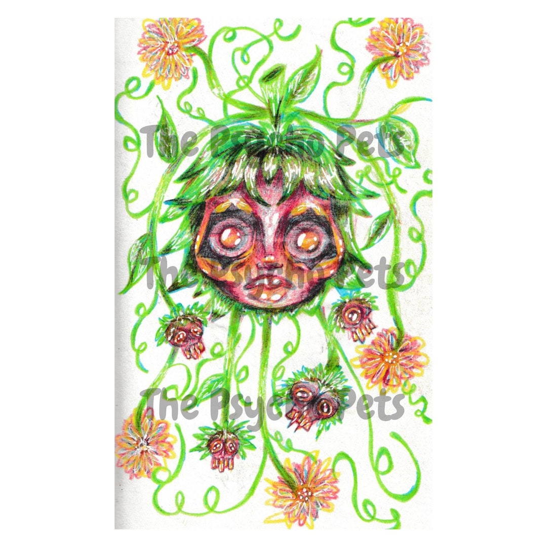 Strawberry Girl Digital Download, Creepy Cute Art Print, Spooky, Weird ...