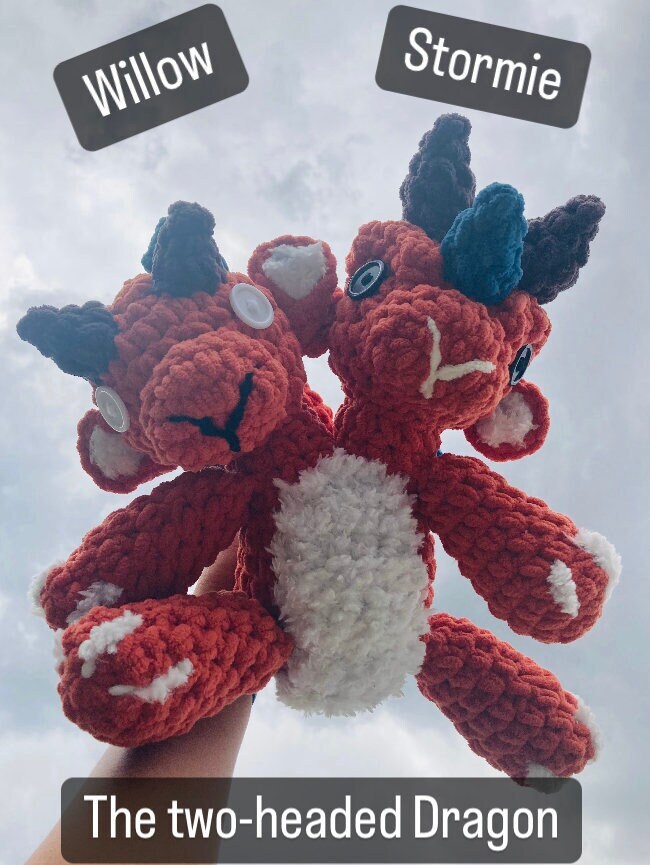 Two-headed Dragon Orange Dragon Orange Dragon Plushy - Etsy