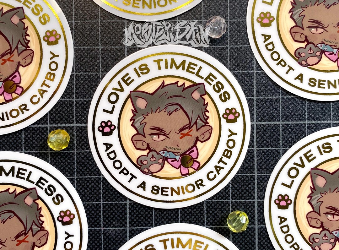 ADOPT A SENIOR CATBOY (love is Timeless) Gold Foil Glitter Sticker - Etsy