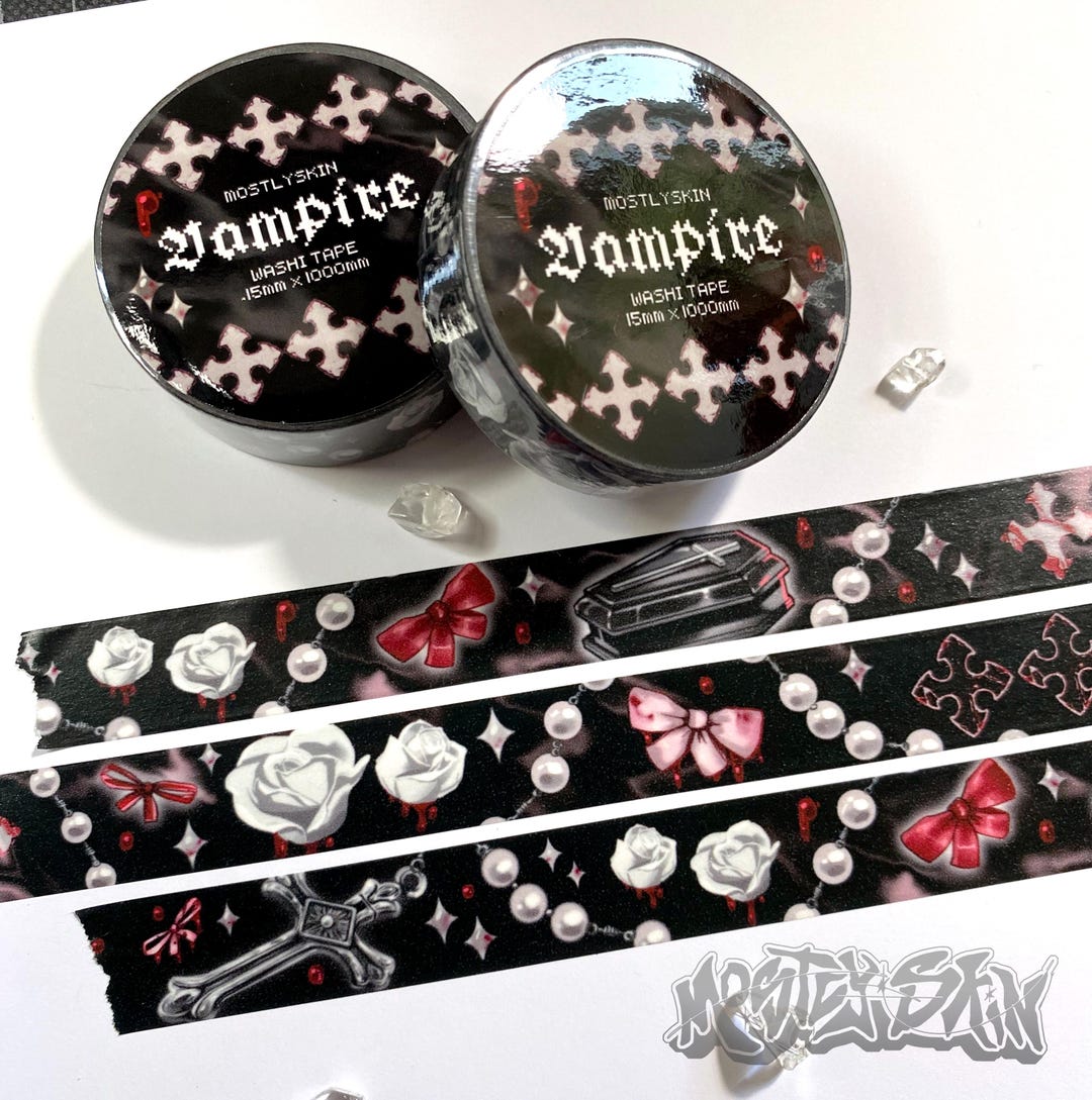 Coquette Vampire Gothic Halloween Rosary Washi Tape Stationary Journal ...