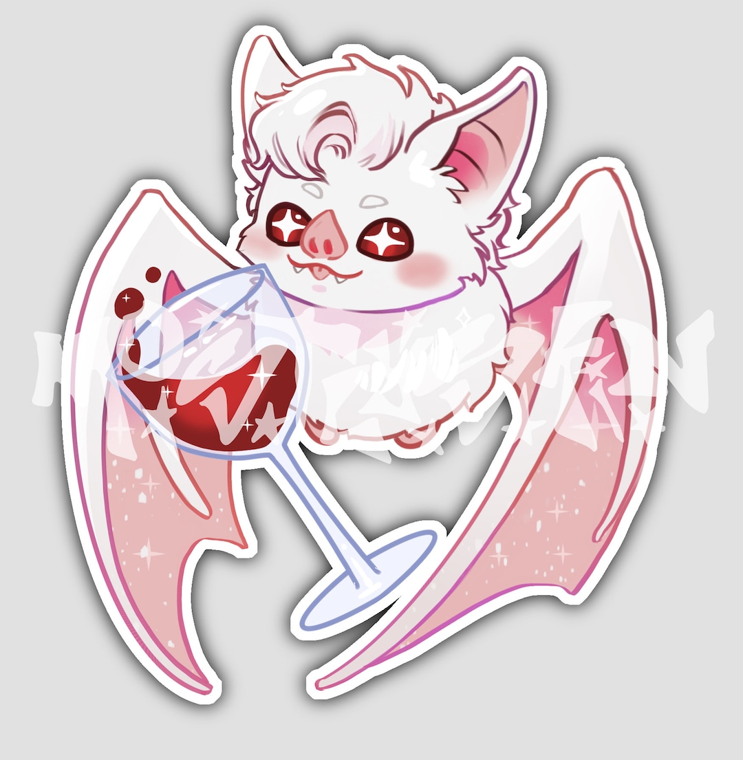 Batstarion Astarion Bat Baldur's Gate 3 Blood Wineglass Glitter Sticker ...