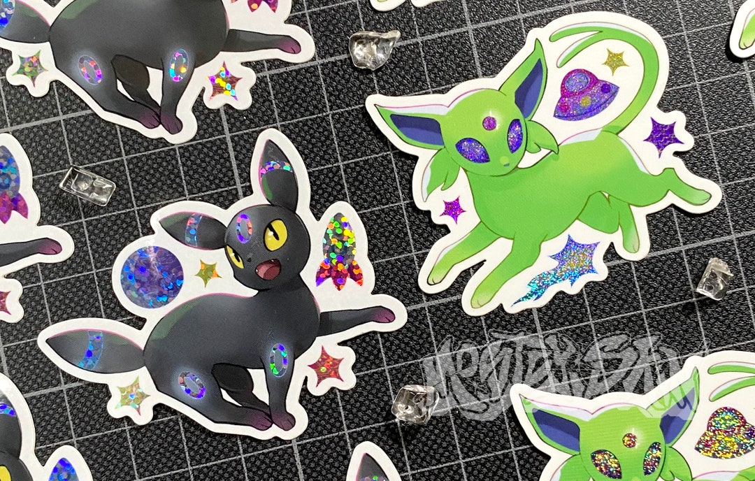 Espeon and Umbreon Eeveelutions Shiny Glitter Vinyl Sticker Pokemon - Etsy