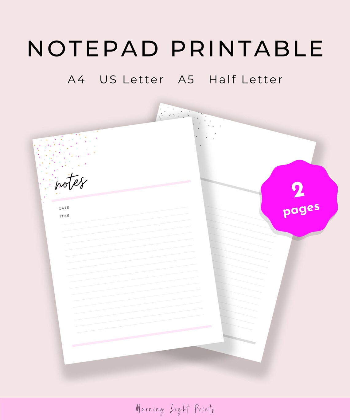 Cute Memo Pad, Printable Desk Pad, Kawaii Memo Pad, Daily Notepad ...