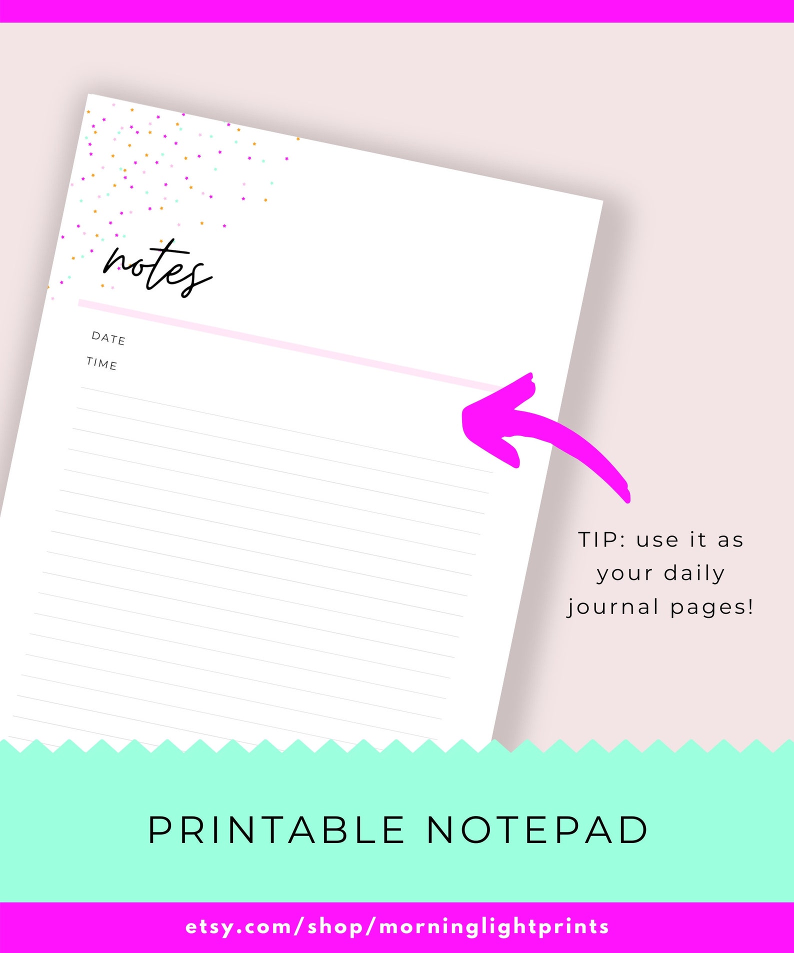 Cute Memo Pad, Printable Desk Pad, Kawaii Memo Pad, Daily Notepad ...