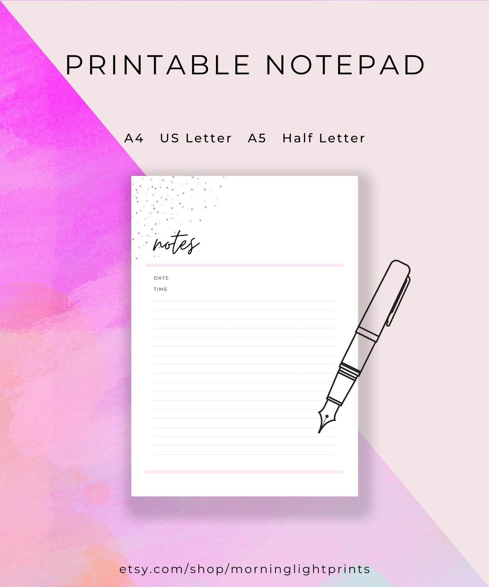Cute Memo Pad, Printable Desk Pad, Kawaii Memo Pad, Daily Notepad ...