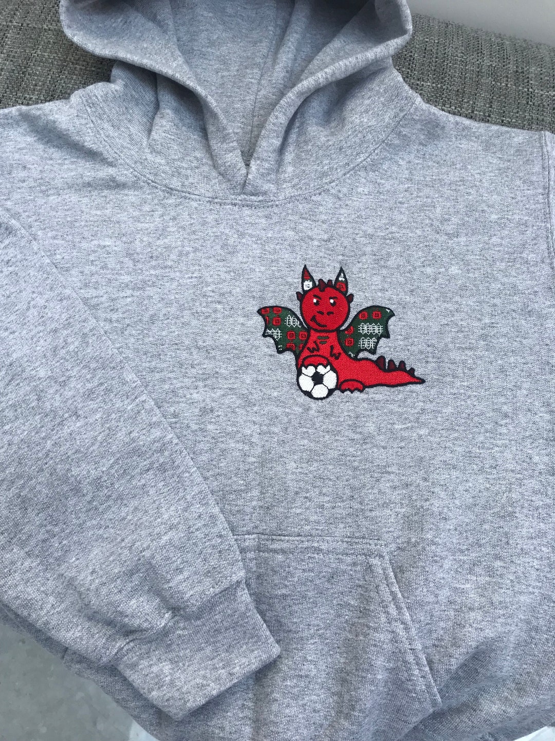 Children's Hoody With a Dragon (dewi) and Football Motif - Etsy
