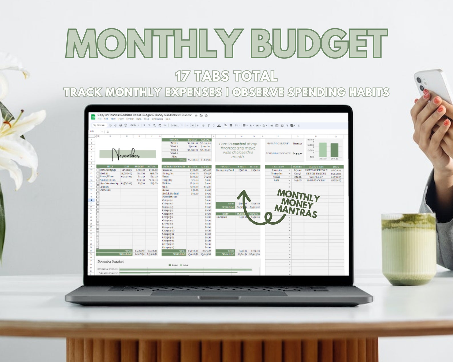 Annual Budget Planner Monthly Budget Sheet Instant Download Money ...